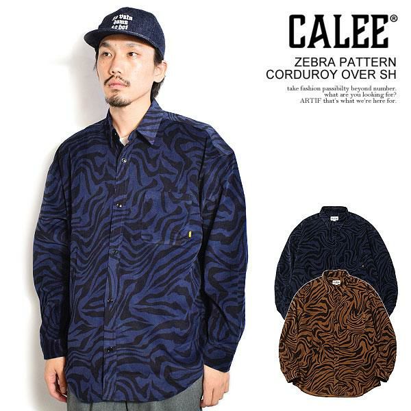 20％OFF SALEセール CALEE キャリー ZEBRA PATTERN CORDUROY OVER SH