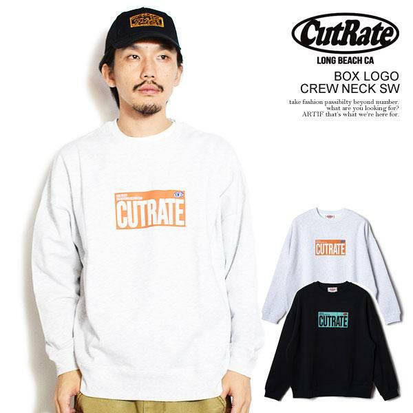 CUTRATE カットレイト CUTRATE BOX LOGO CREW NECK SW