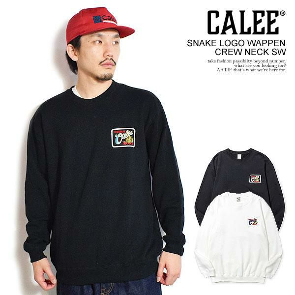 CALEE キャリー SNAKE LOGO WAPPEN CREW NECK SW