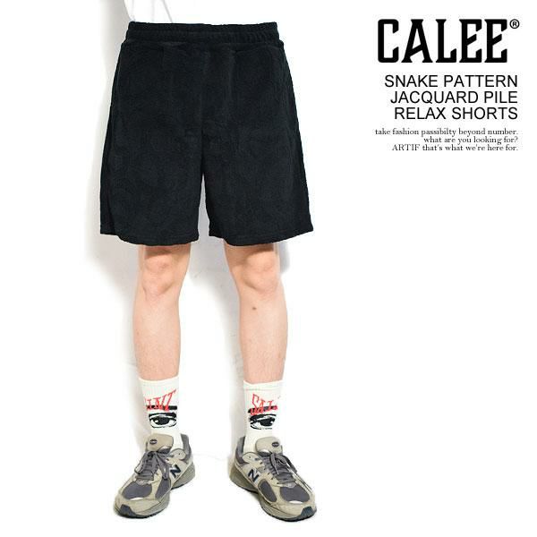 CALEE キャリー SNAKE PATTERN JACQUARD PILE RELAX SHORTS