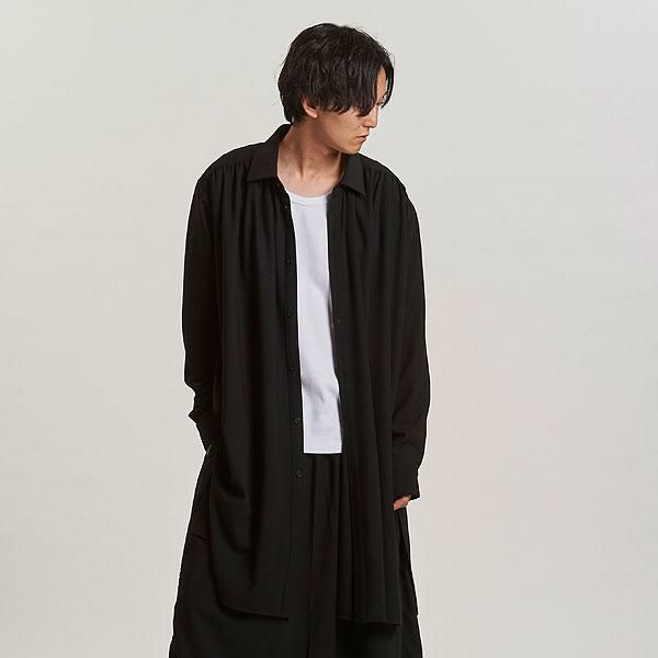 ノーアイディー（NO ID．）/クレリックギャザーロングSH(シャツ) 2025 秋 先行予約 10月上旬入荷予定 NO ID. BLACK ノーアイディー